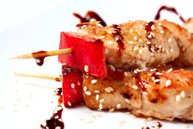 Japanese kebabs chicken stock image. Image of detail - 19547693