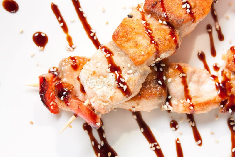 Japanese Kebabs with Salmon Stock Image - Image of culture, cuisine ...