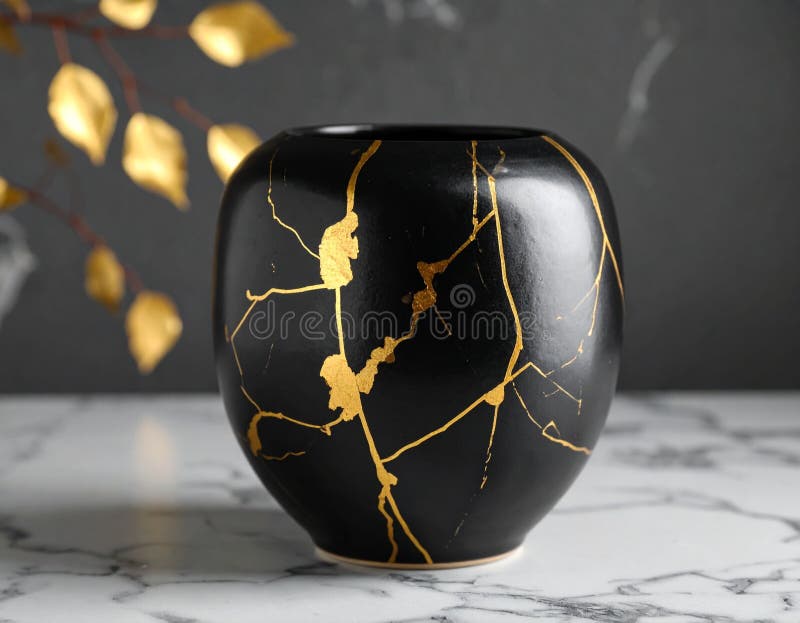 Japanese Kintsugi Vase AI Generated Stock Illustration - Illustration ...