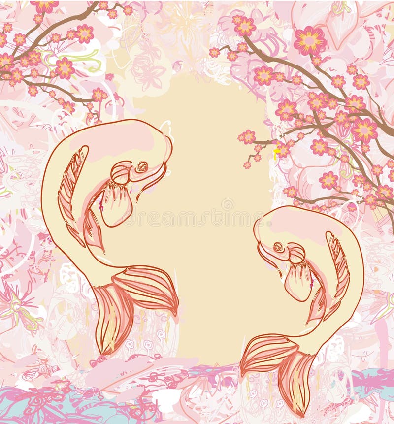 Japanese koi card stock vector. Illustration of ornamental - 113806832