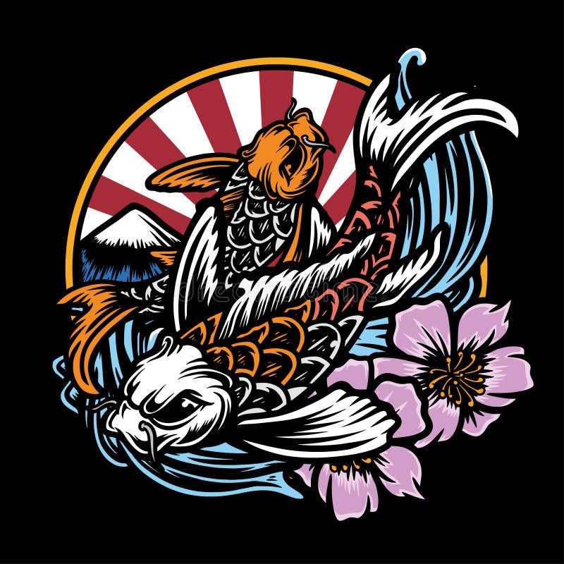 Japanese Koi Fish Vector Illustration Stock Vector - Illustration of ...