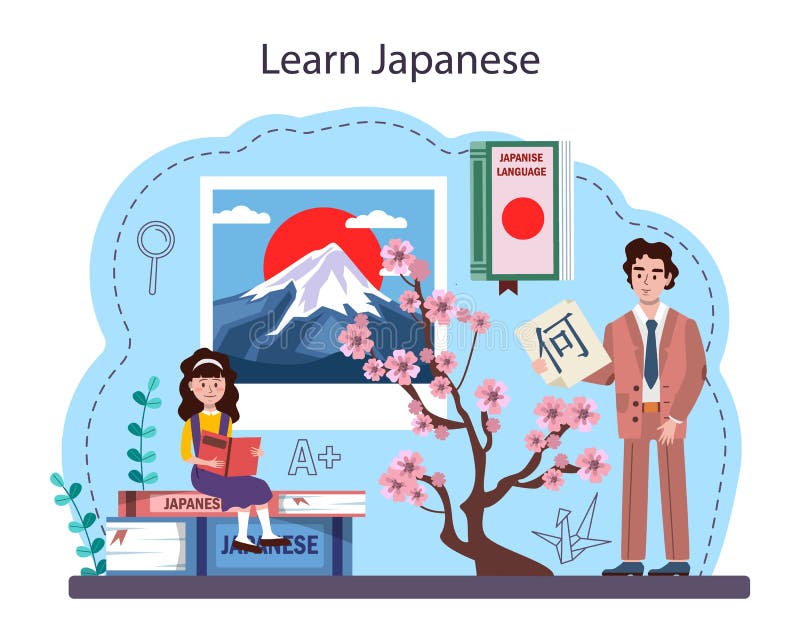 Japanese Language. Japanese School Course Stock Vector - Illustration ...
