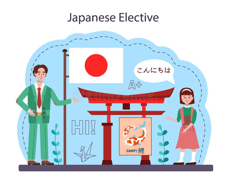 Japanese Language. Japanese School Course Stock Vector - Illustration ...