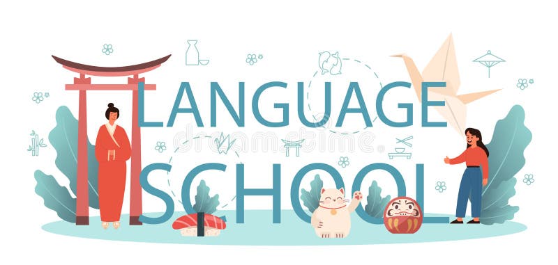Japanese Language School Typographic Header. Language School Stock ...