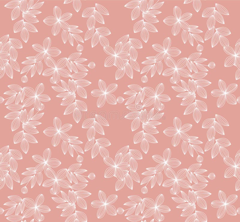 Japanese Line Flower Leaf Vector Seamless Pattern Stock Vector ...