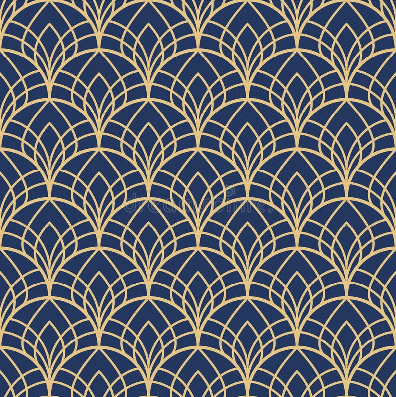 Japanese Lotus Petal Circle Wave Vector Seamless Pattern Stock Vector ...