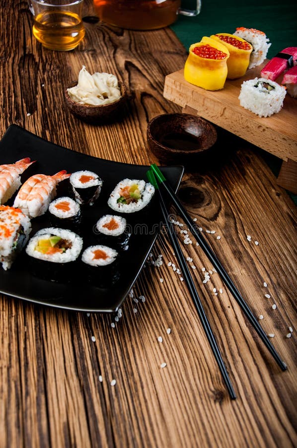 Japanese Lunch, Fresh Sushi Set Stock Photo - Image of fresh, japan ...