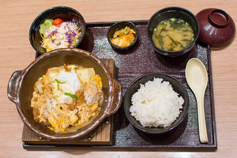 Japanese Lunch Set in Wooden Bowls Stock Image - Image of fried, asia ...