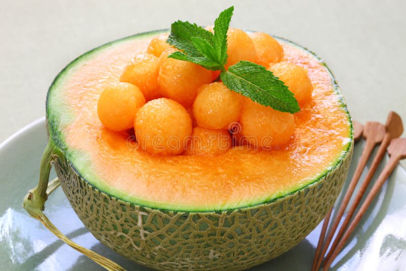 Japanese luxury melon stock image. Image of king, sliced - 151539211