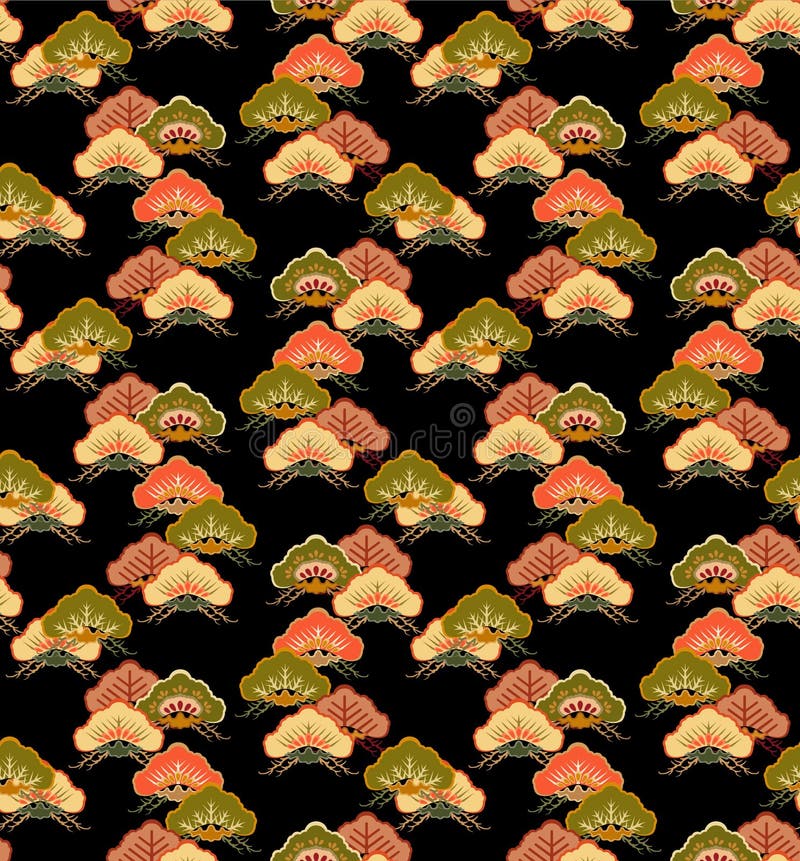 Japanese Luxury Pine Leaf Vector Seamless Pattern Stock Vector ...