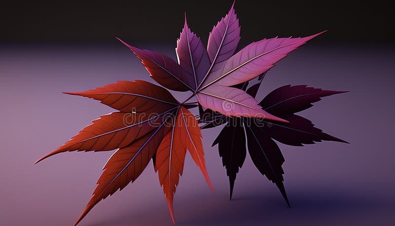 Japanese Maple Leaf Digital Art Illustration, Generative AI Stock ...