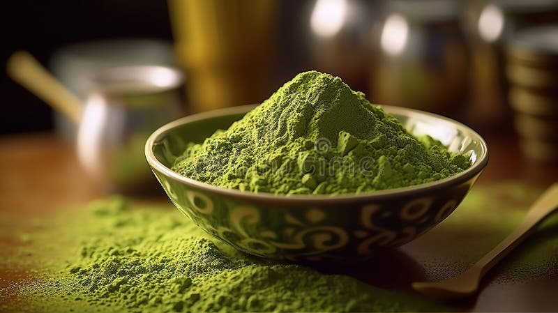 Japanese Matcha Green Tea and Tea Powder. Generative Ai Stock ...