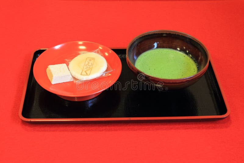 Hot Japanese Matcha Green Tea Latte in Orange Cup Isolated on ...