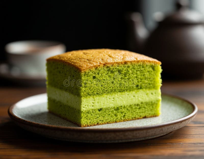 Japanese Matcha Sponge Cake, AI Generated. Stock Illustration ...