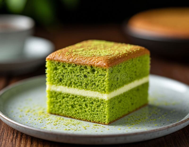 Japanese Matcha Sponge Cake, AI Generated. Stock Illustration ...