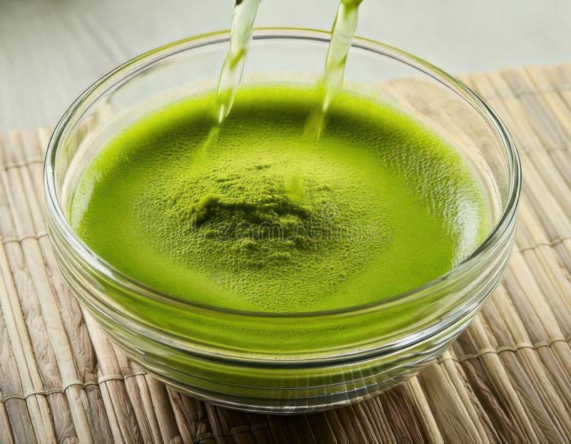 Japanese Matcha Tea in a Transparent Bowl Stock Illustration ...