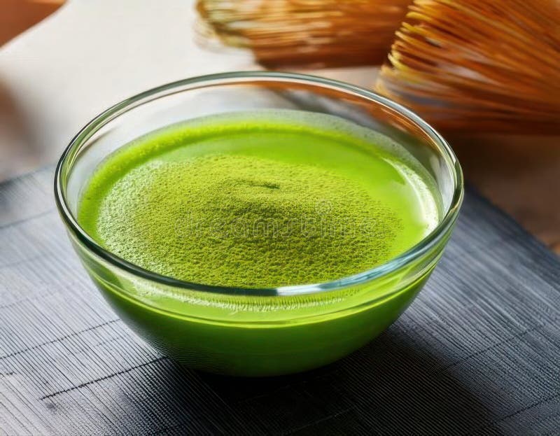Japanese Matcha Tea in a Transparent Bowl Stock Illustration ...