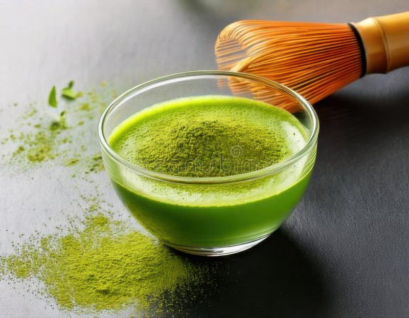 Japanese Matcha Tea in a Transparent Bowl Stock Illustration ...