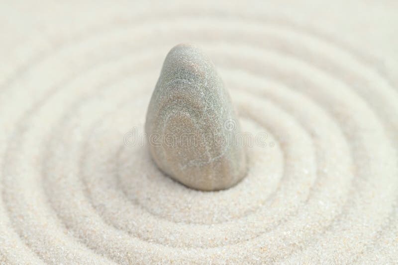 Japanese Meditation Garden with Circles and Stone in the Middle Macro ...