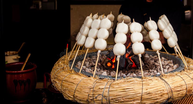Mitarashi Dango on Fire stock photo. Image of dango - 102375318