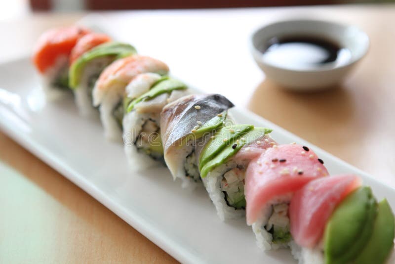 Japanese Mix Rolls with Row Fish Stock Image - Image of expressing ...