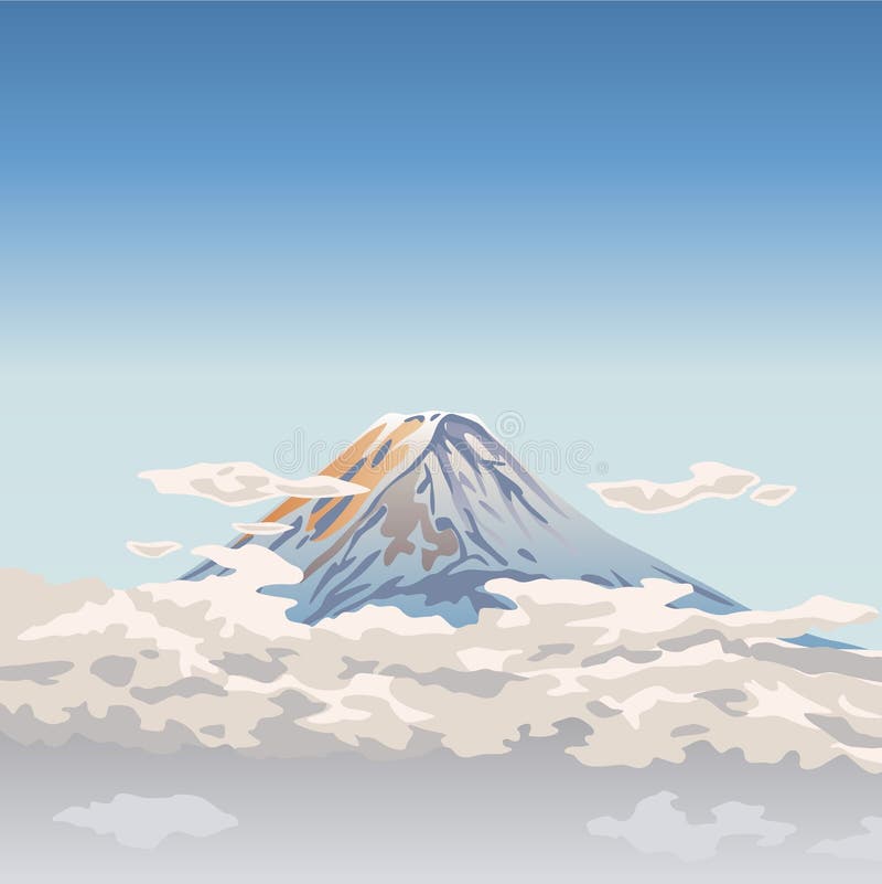 Japanese Mount Fuji and Cloud Stock Vector - Illustration of graphic ...