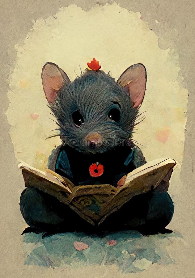 Japanese Mouse Reading a Book, Children Book Art, Ai Generated Image ...