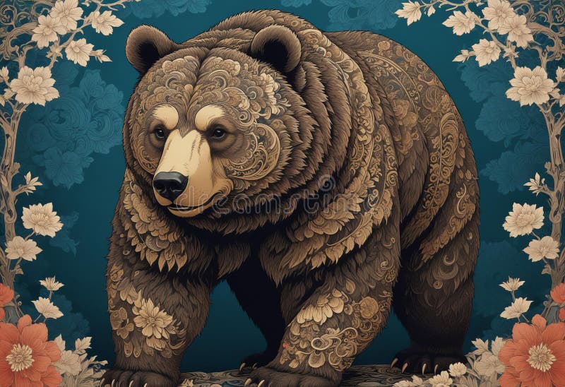 Japanese Mythical Bear Illustrations Stock Illustration - Illustration ...
