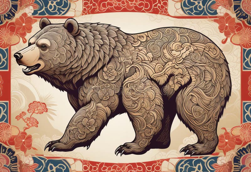 Japanese Mythical Bear Illustrations Stock Illustration - Illustration ...