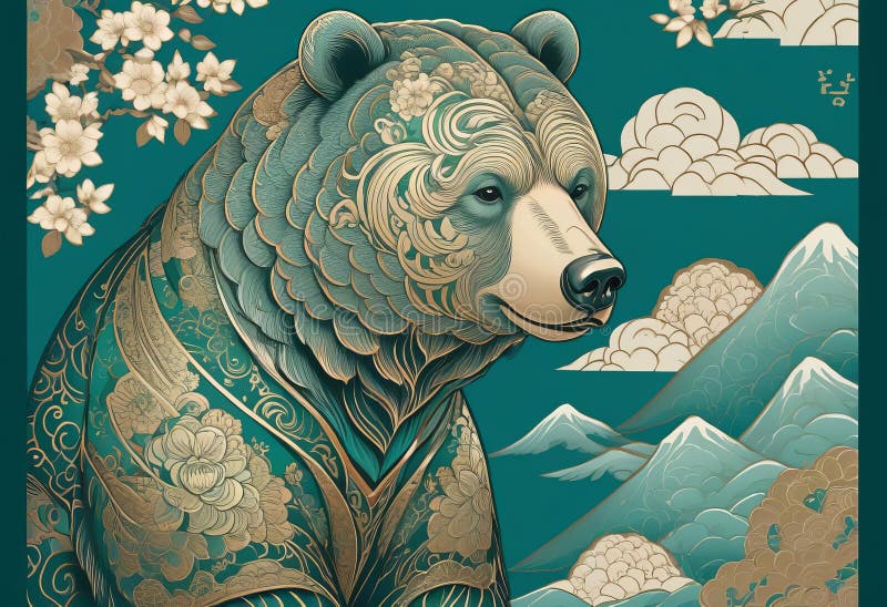 Japanese Mythical Bear Illustrations Stock Illustration - Illustration ...