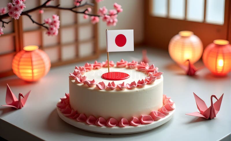 Japanese National Foundation Day Cake Stock Illustration - Illustration ...