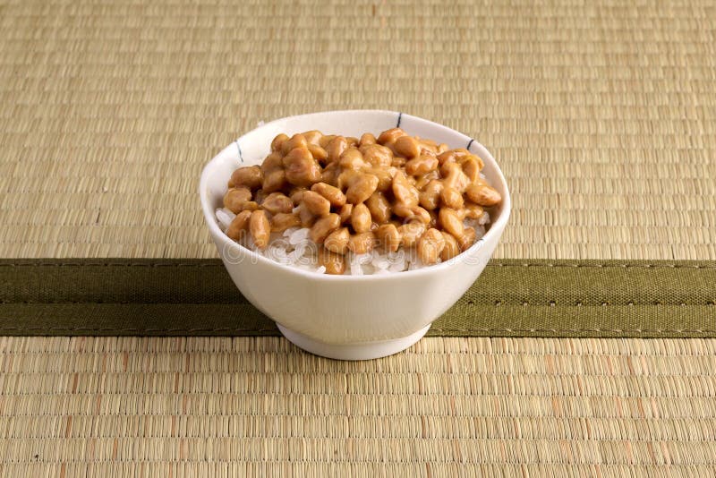 Japanese Natto on Bowl of White Rice Stock Image - Image of fermented ...