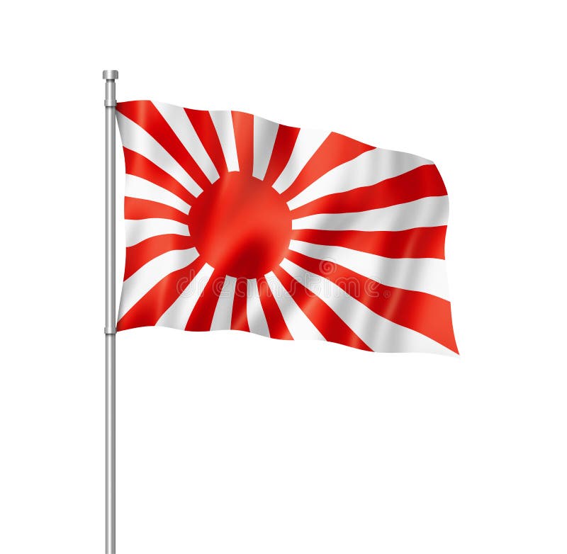 Japanese Naval Ensign Flag Isolated on White Stock Illustration ...