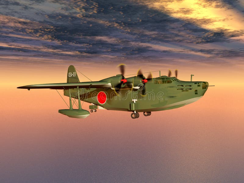 Japanese Navy Flying Boat of World War II Stock Illustration ...