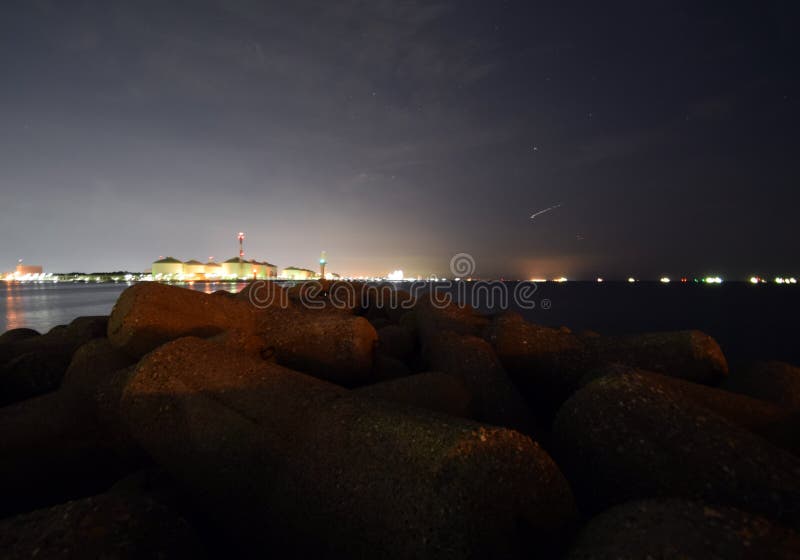 A Japanese night sea stock photo. Image of beach, travel - 98255304