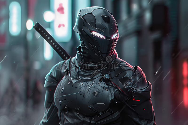 Japanese Ninja Warrior Dressed in Samurai Clothes Holding a Sharp Sword ...