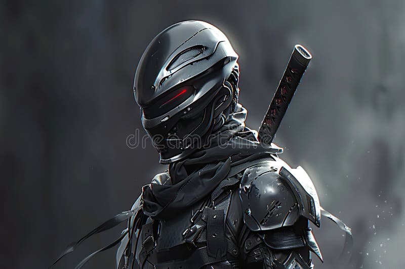 Japanese Ninja Warrior Dressed in Samurai Clothes Holding a Sharp Sword ...