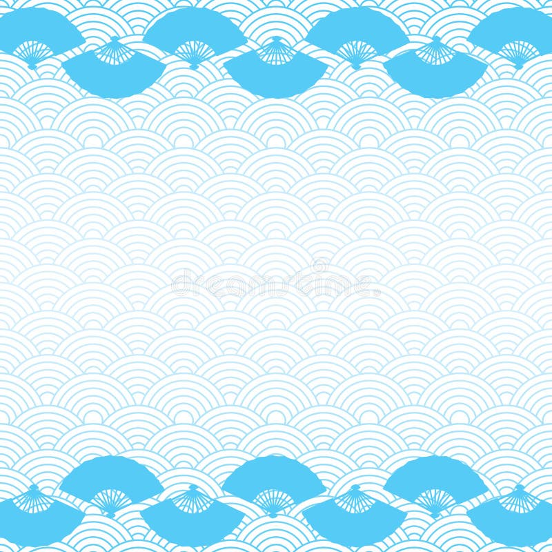 Japanese Ocean and Fans Background Stock Vector - Illustration of ...