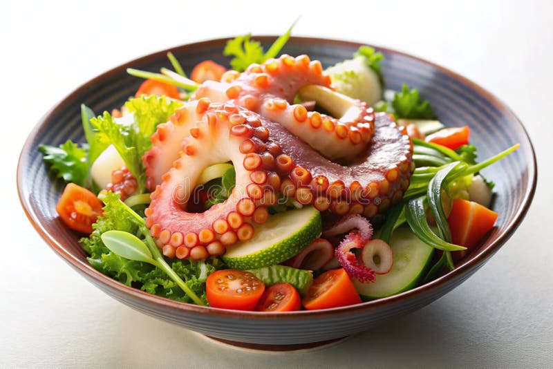 Japanese Octopus and Ginger Salad Stock Illustration - Illustration of ...