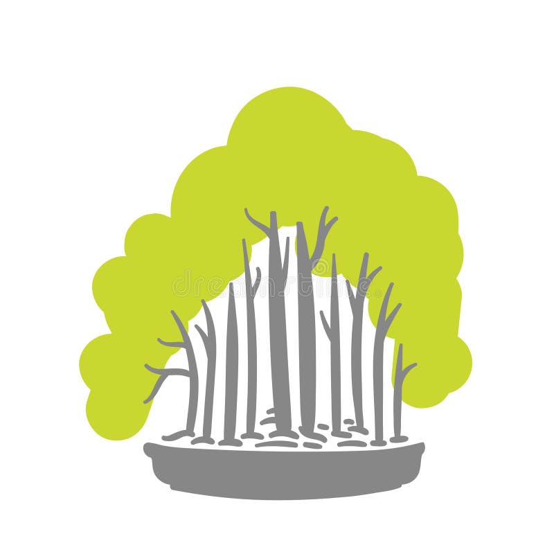 Japanese Old Bonsai Tree in Pot Logo Stock Vector - Illustration of ...