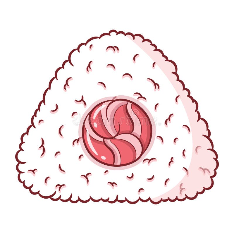 Japanese Onigiri Rice with Meat Cute Drawing Stock Vector ...