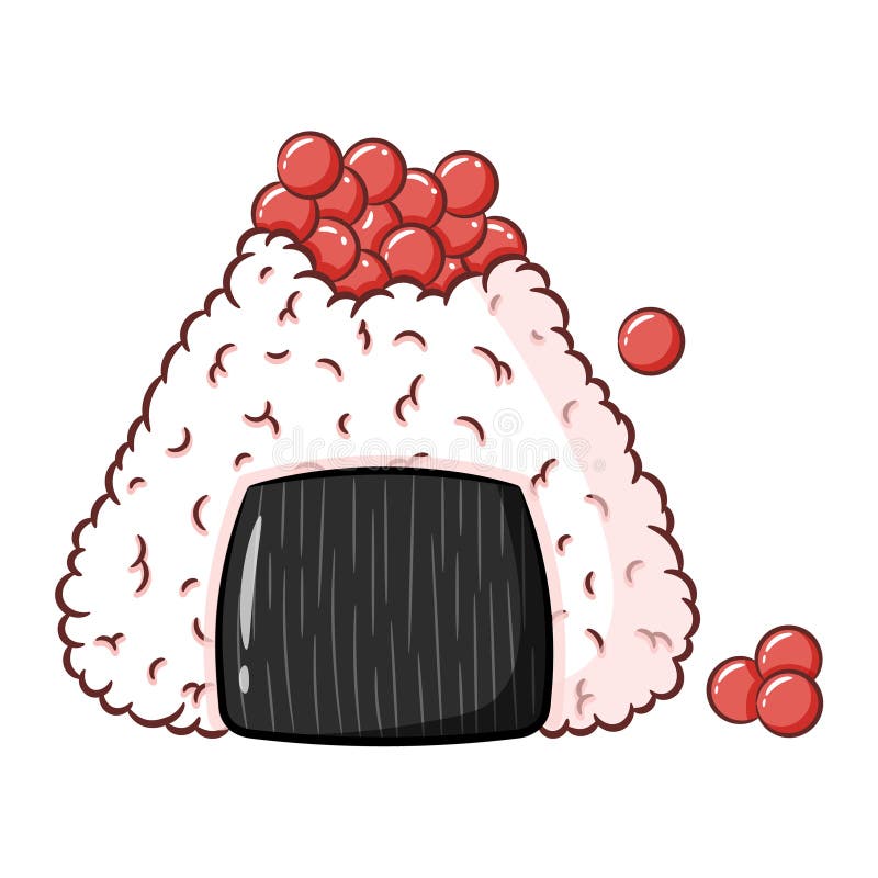 Japanese Onigiri Rice with Red Caviar Cute Drawing Stock Vector ...