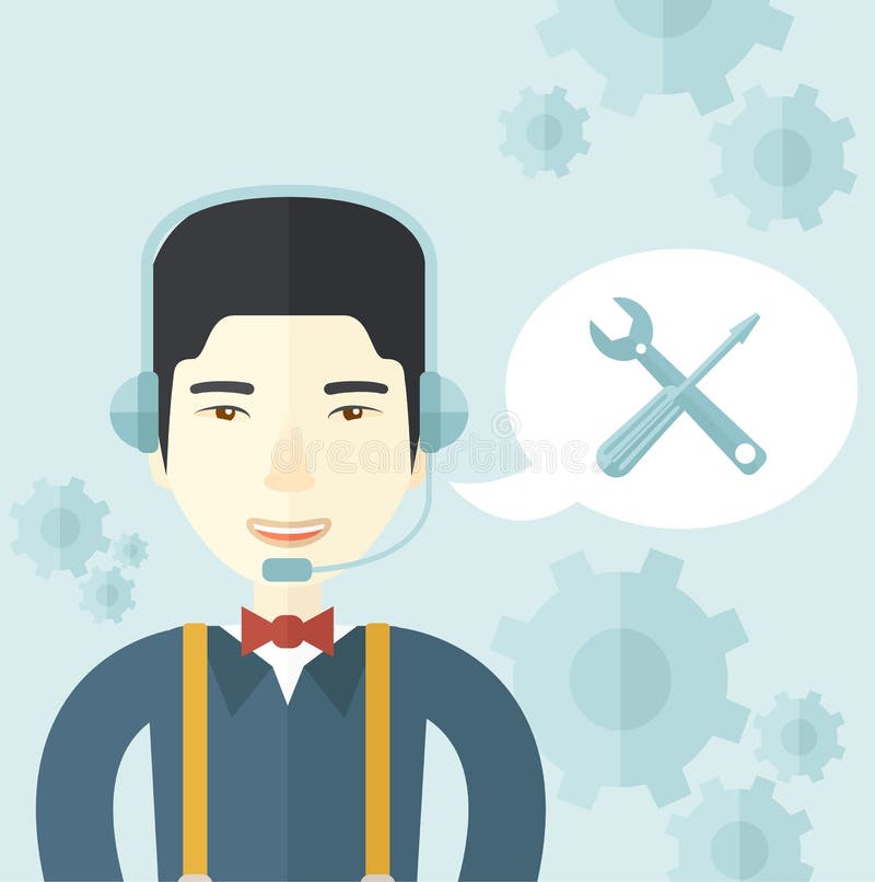 Japanese Operator with Headset As Customer Service Stock Vector ...