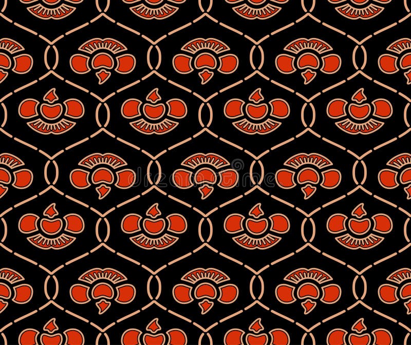 Japanese Orchid Wave Curve Vector Seamless Pattern Stock Illustrations ...