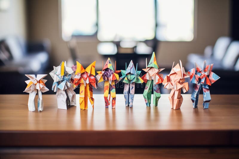 Japanese Origami Figures Arranged on a Table Stock Photo - Image of ...