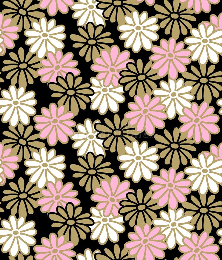 Japanese Overlap Pretty Round Flower Vector Seamless Pattern Stock ...