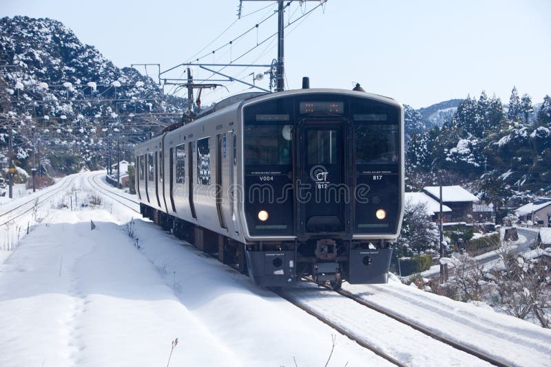Japanese Passenger Train on a Snowy Day Editorial Stock Photo - Image ...