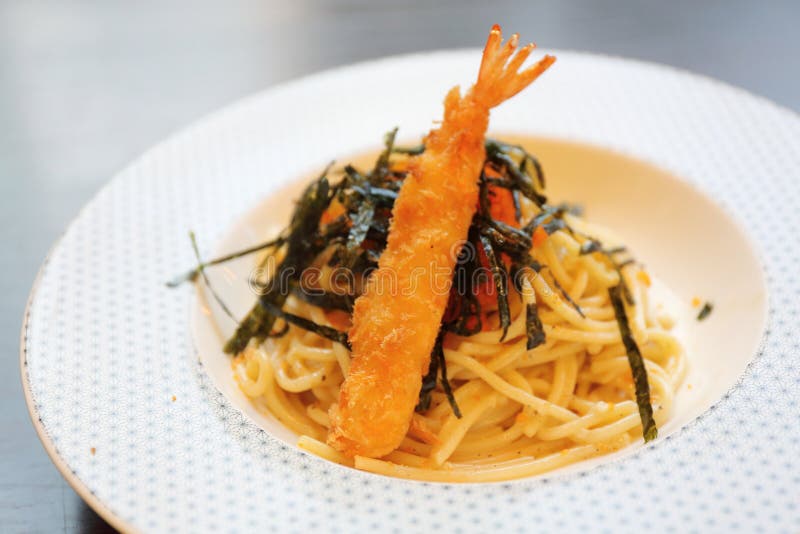 Japanese Pasta Mentaiko Spaghetti Stock Photo - Image of cuisine, drink ...
