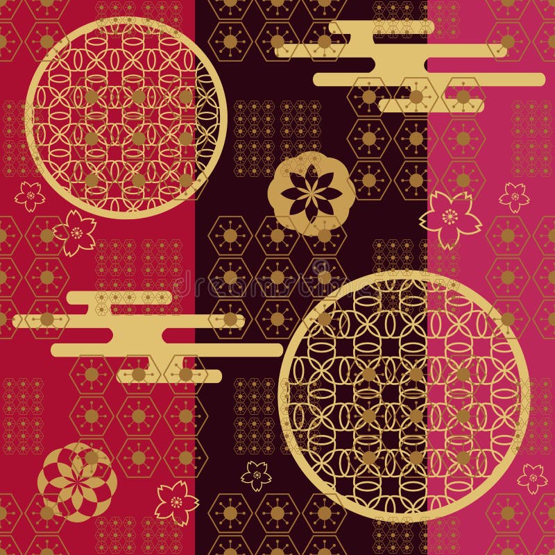 Beautiful Japanese Seamless Pattern Stock Illustrations – 16,536 ...