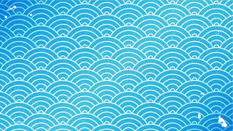 Japanese Blue Pattern Of Lines And Sakura Flowers Stock Vector ...